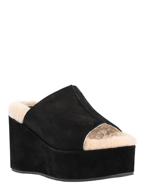 Seychelles Iconic Moment Leather Wedge Slide Sandal - Black