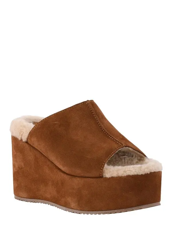 Seychelles Iconic Moment Leather Wedge Slide Sandal - Brown