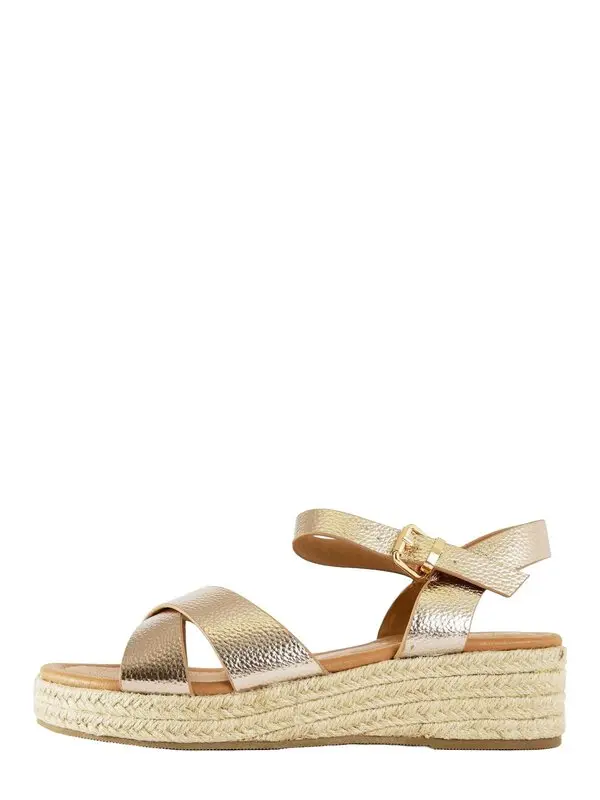 V.GAN LONDON Pekoe Espadrille Ankle Strap Sandals - Gold