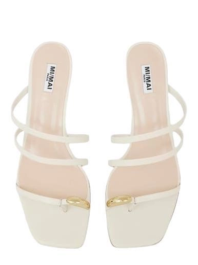 MI/MAI Lima Metal Detail Heeled Mule Sandals - White