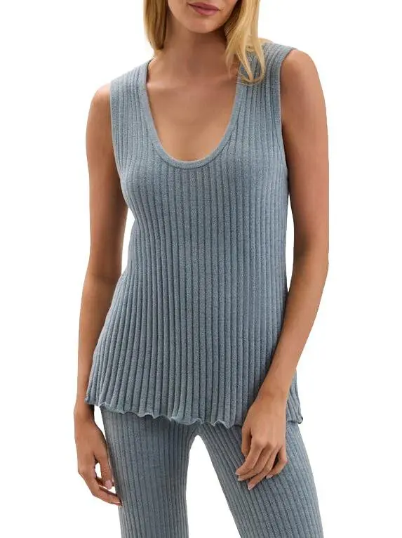 Barefoot Dreams Cozychic Ultra Lite Petal Edge Rib Tank - Blue Aura