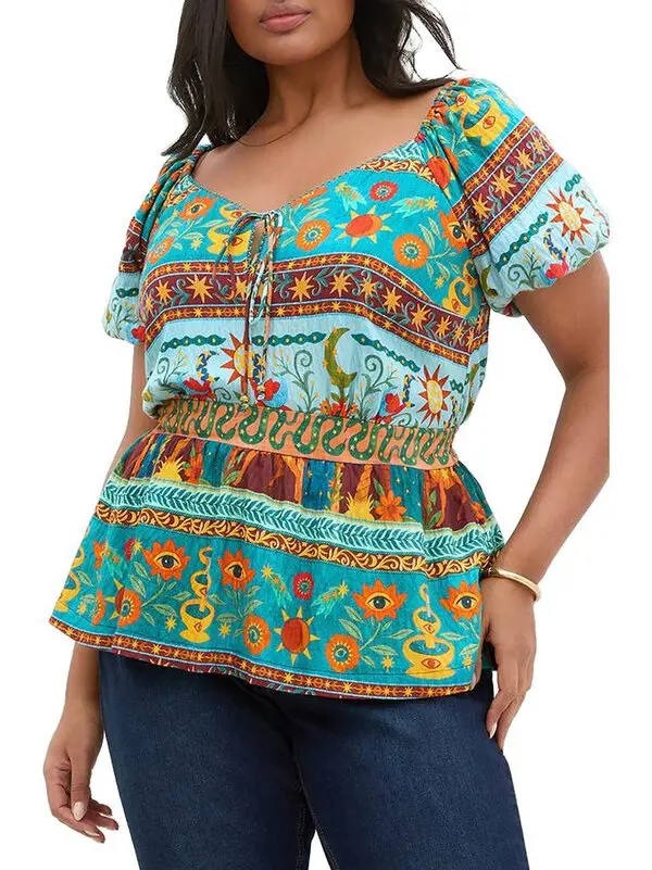 City Chic Amaria Print Top - Paradiso