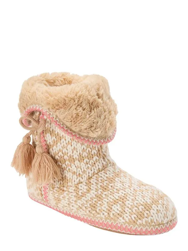 DEARFOAMS Becky Knit Bootie Slippers - Latte