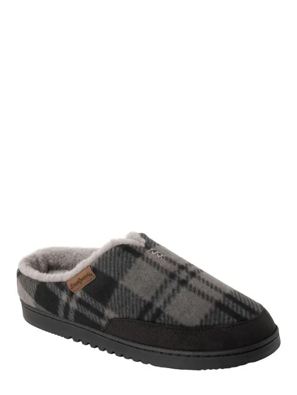 DEARFOAMS Aldan Plaid Fleece Lined Clog Slippers - Grey