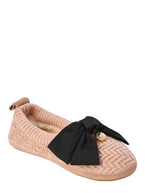 DEARFOAMS Fireside Bestie Ballet Slippers With Bow Detailing - Peach