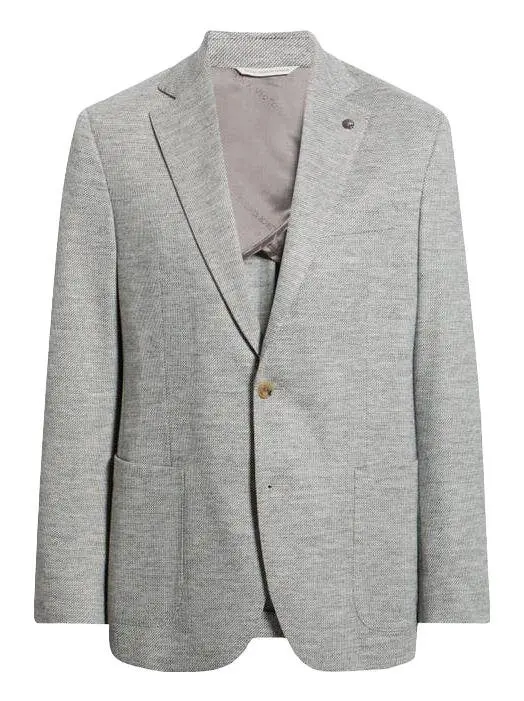 JACK VICTOR Hampton Textured Wool Blend Mélange Comfortwear Sport Coat - Light Grey