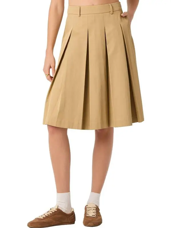 Astr The Label Alice Pleated Skirt - Khaki