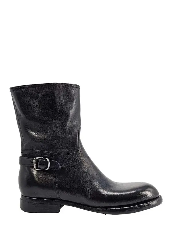MADISON MAISON Leather Side Zip Mid Calf Boot - Black