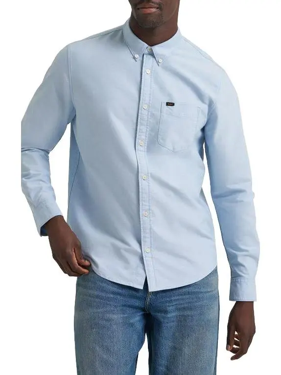 LEEM Long Sve Cotton Button Down Shirt - Halogen Crossed Cloud