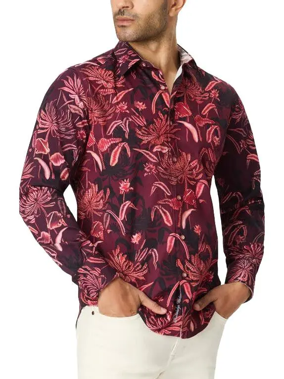 Robert Graham Elmwood Printed Cotton Shirt - Burgundy