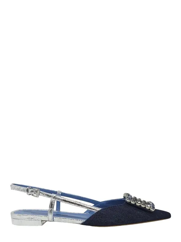 MADISON MAISON Sling Back Flat - Denim/silver