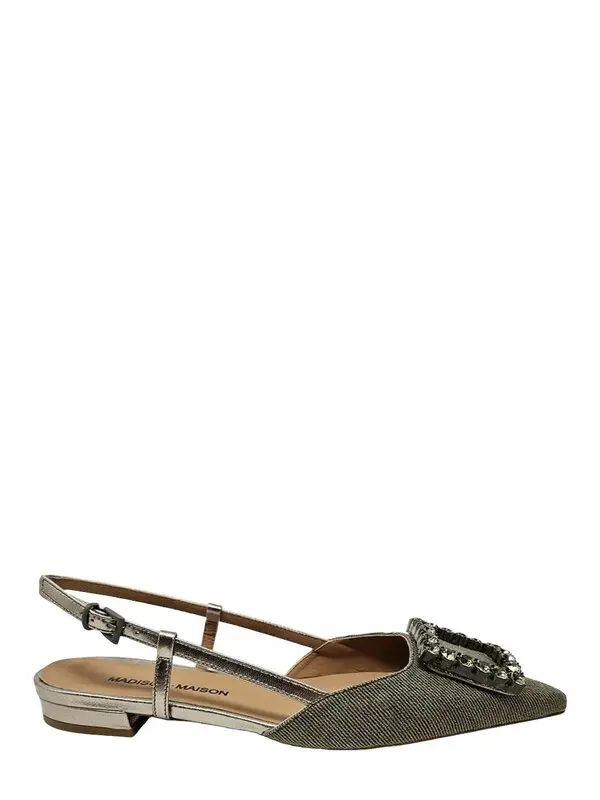MADISON MAISON Sling Back Flat - Khaki/gold
