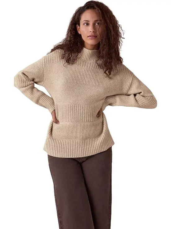 CELTIC & CO. Multi Stitch Funnel Neck Sweater - Ecru