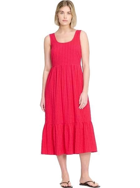 FINERY LONDON Petite Cara Gingham Seersucker Dress - Pink