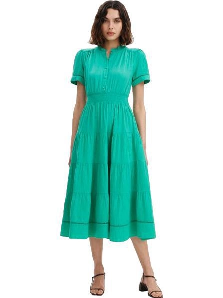 FINERY LONDON Petite Natalia Cheesecloth Midi Dress - Green