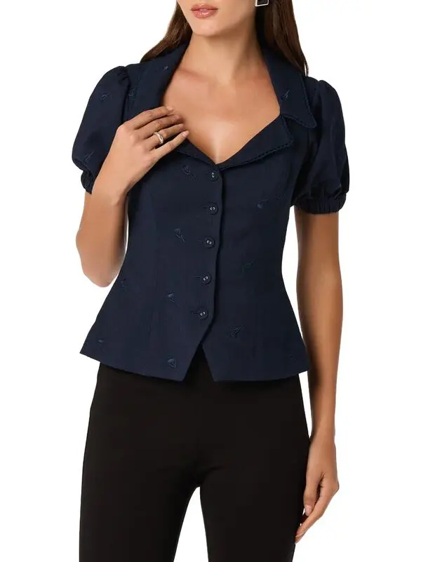Astr The Label Anne Top - Navy