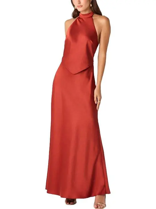 Astr The Label Viridiana Halter Neck Gown - Sienna