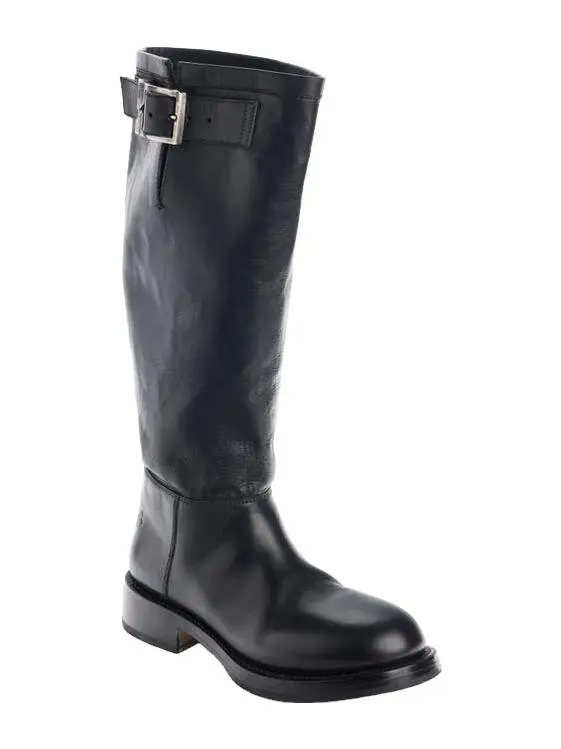 Balenciaga Motor Leather Knee High Boot - 1081 Black/silver