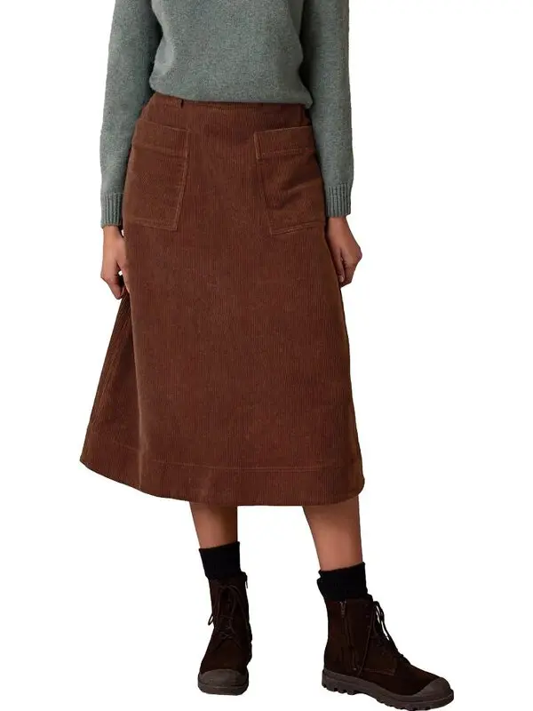 CELTIC & CO. Utility Cord Midi Skirt - Chocolate