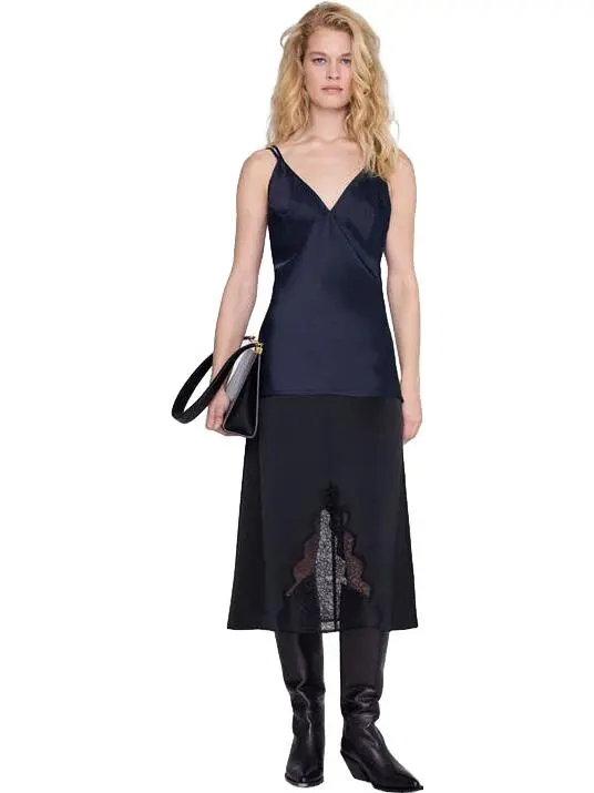 ANINE BING Blanca Satin Camisole - Navy