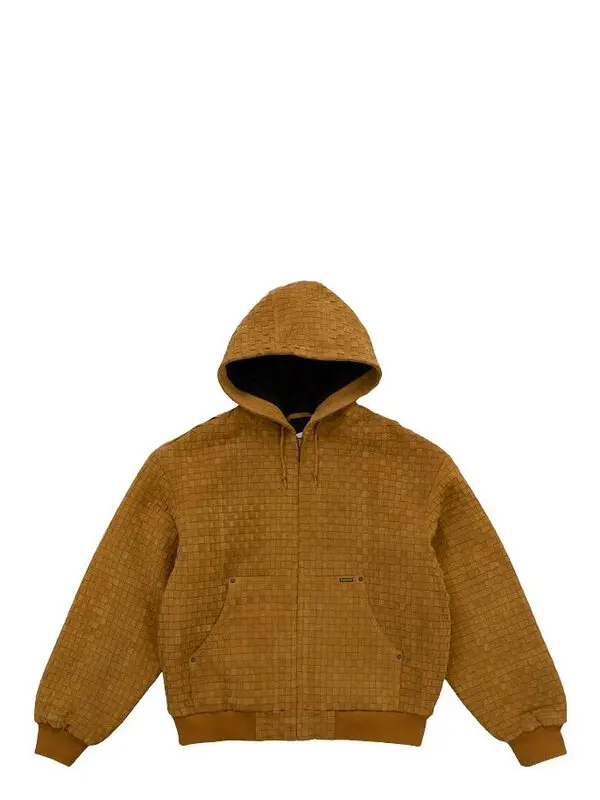 Supreme Woven Suede Hooded Work Jacket - Mustard