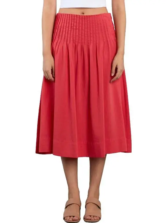 WASH LAB DENIM Pintuck Midi Skirt - Teaberry