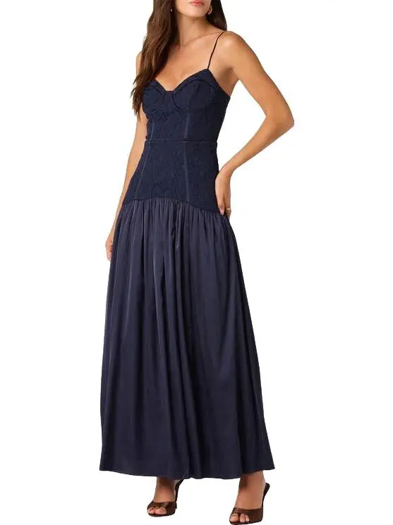 Astr The Label Kaylani Lace Bodice Maxi Dress - Navy