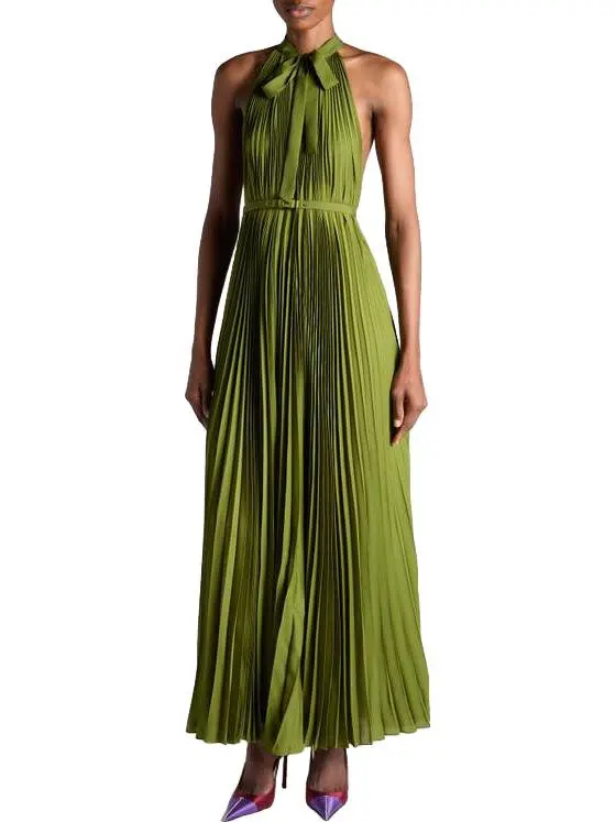 TOM FORD Pleated Halter Dress - Lime Green