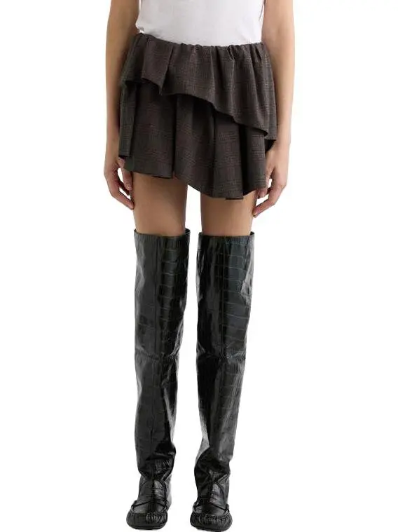 Acne Studios Ifelpa Plaid Ruffle Miniskirt - Brown/black