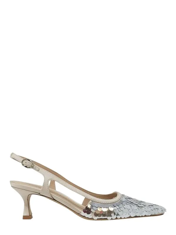 MADISON MAISON Sequence Snip Toe Slingback Heel - Silver