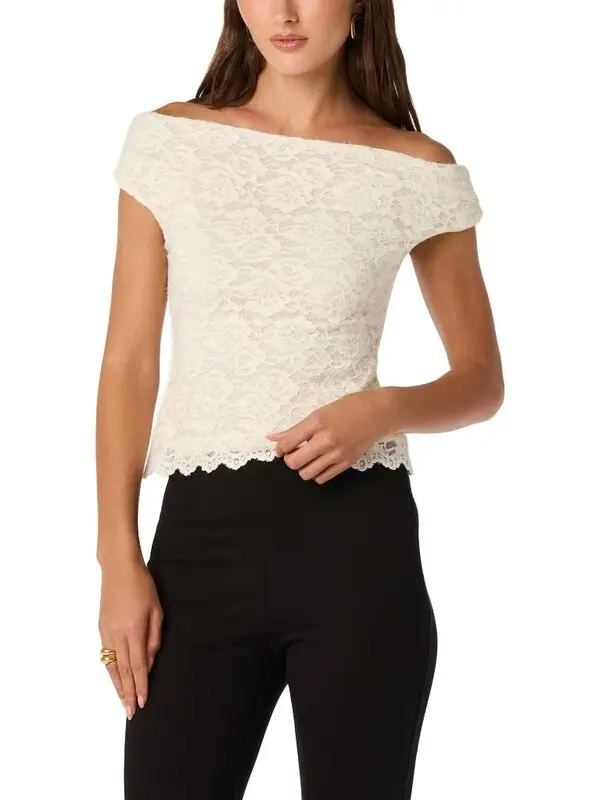 Astr The Label Myranda Off The Shoulder Lace Top - Cream