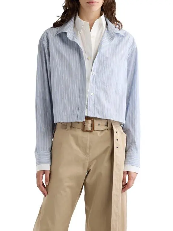 Acne Studios Soubla Striped Cropped Cotton Shirt - Blue/white