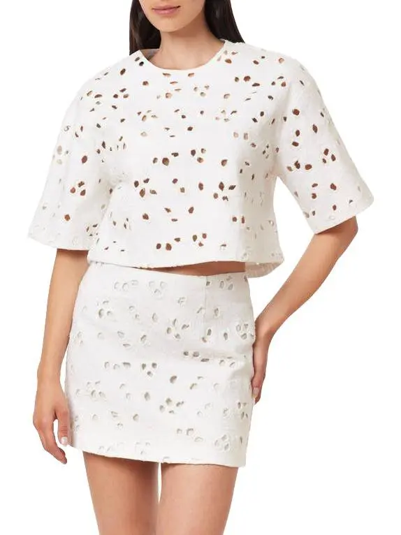Habitual Embroidered Eyelet Crop Top - White