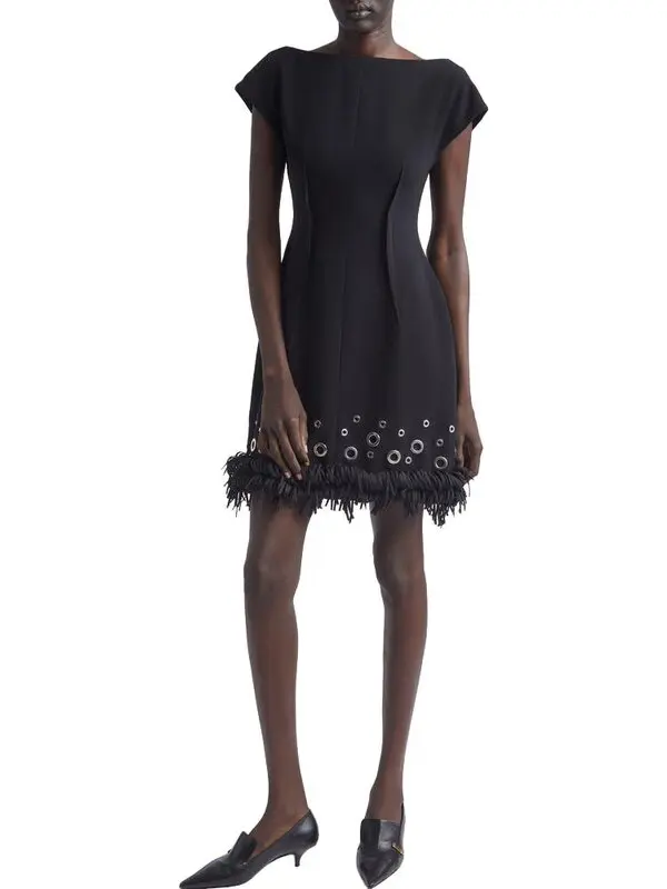 Proenza Schouler Grazziela Grommet Fringe Hem Minidress - Black