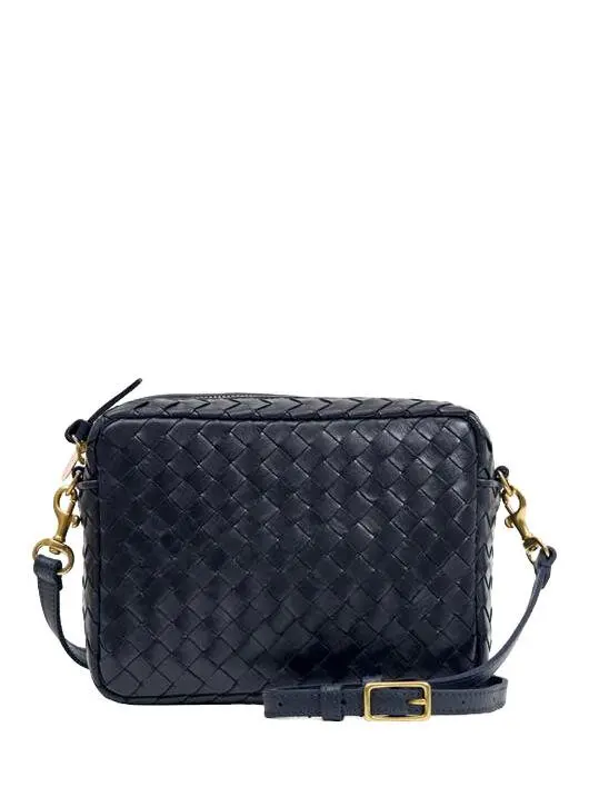 Clare V. Midi Sac Woven Leather Crossbody Bag - Twilight
