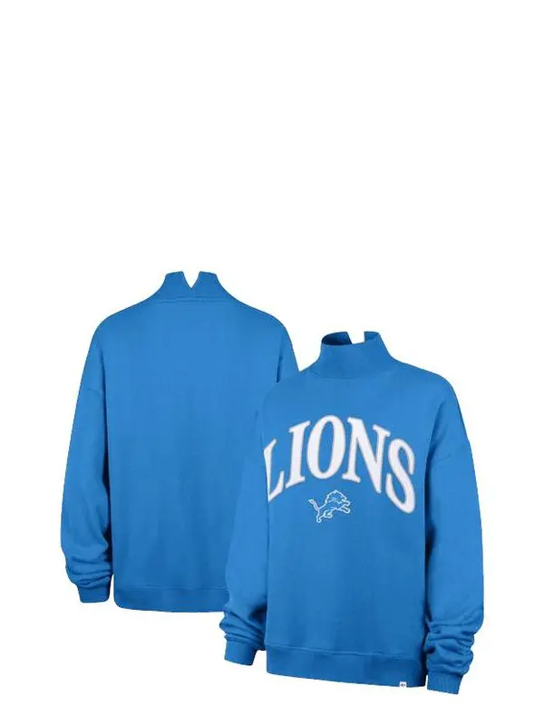 '47 47 Detroit Lions Oversized Mock Neck Sweatshirt - Blue