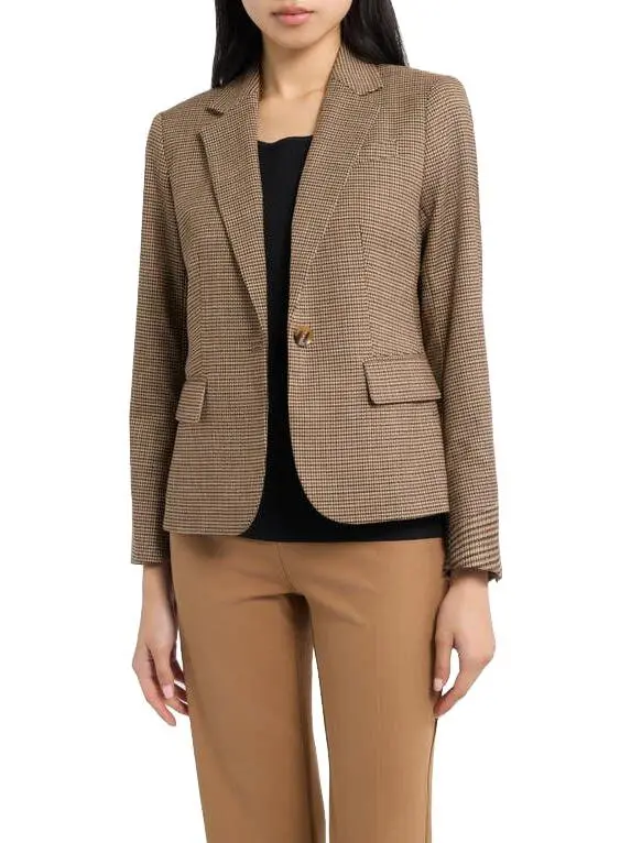 Anne Klein One-button Notch Lapel Blazer - Vicuna Multi