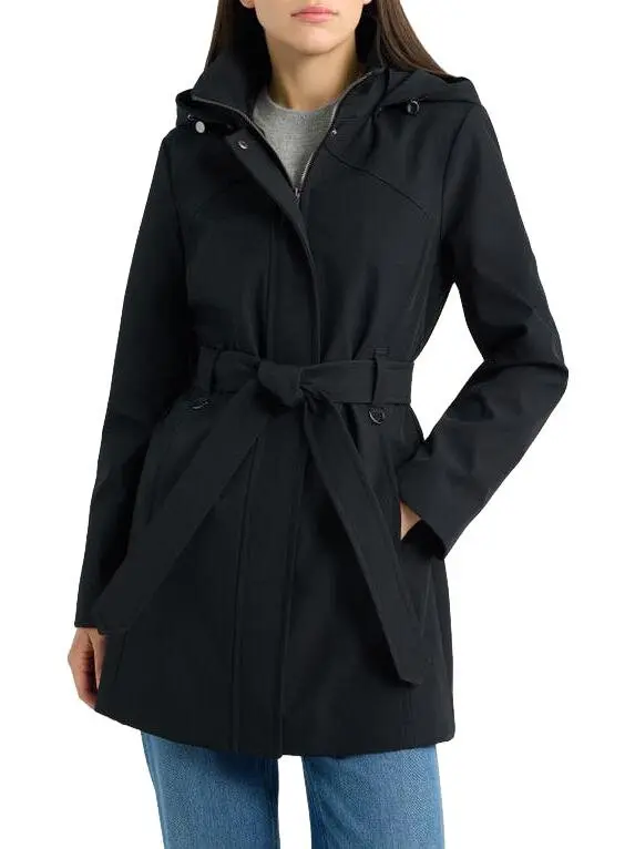 London Fog Belted Stadium Trench Coat - Black