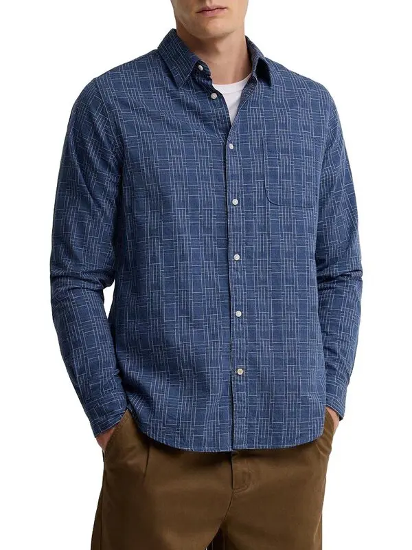 Barbour Lantern Tailored Checked Button-down Shirt - Navy