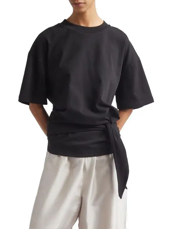 ST. AGNI Split Back Cotton Jersey T-shirt - Black