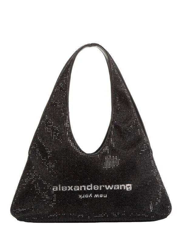 Alexander Wang Pike Mini Crystal Hobo Bag - Black