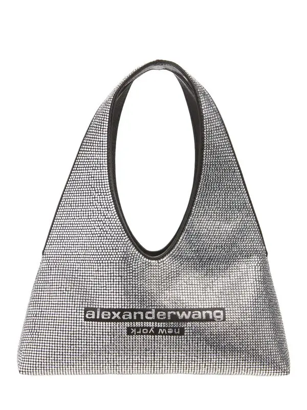 Alexander Wang Pike Mini Crystal Hobo Bag - Black/silver