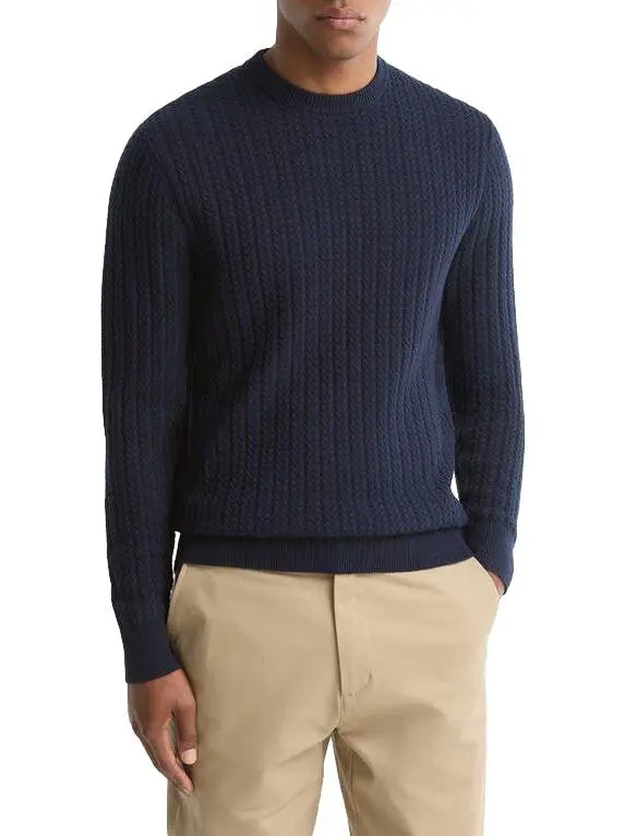 Barbour Herringbone Knit Crewneck Sweater - Navy