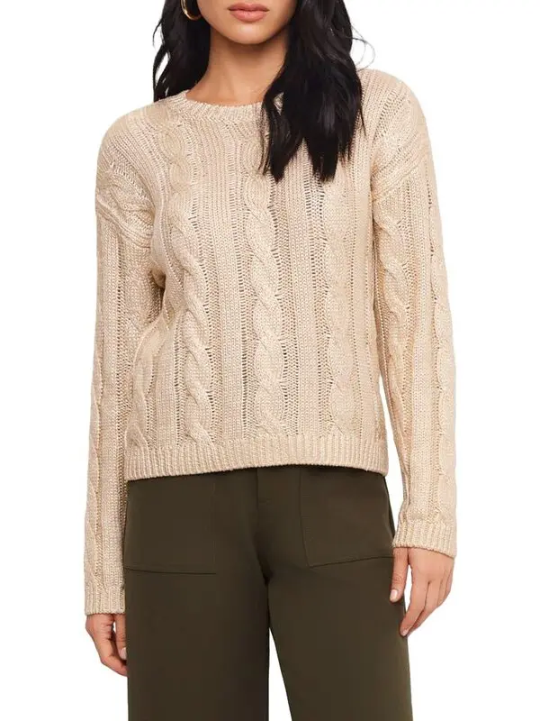 Fifteen Twenty Levie Metallic Cable Knit Sweater - Gold