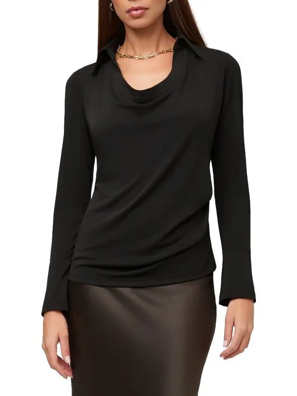 Fifteen Twenty Lana Drape Front Top - Black