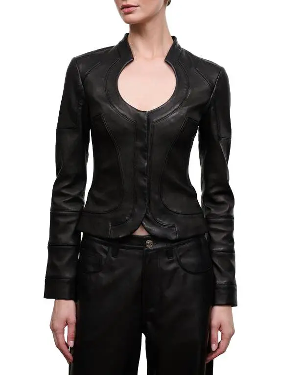 Staud Blair Leather Jacket - Black