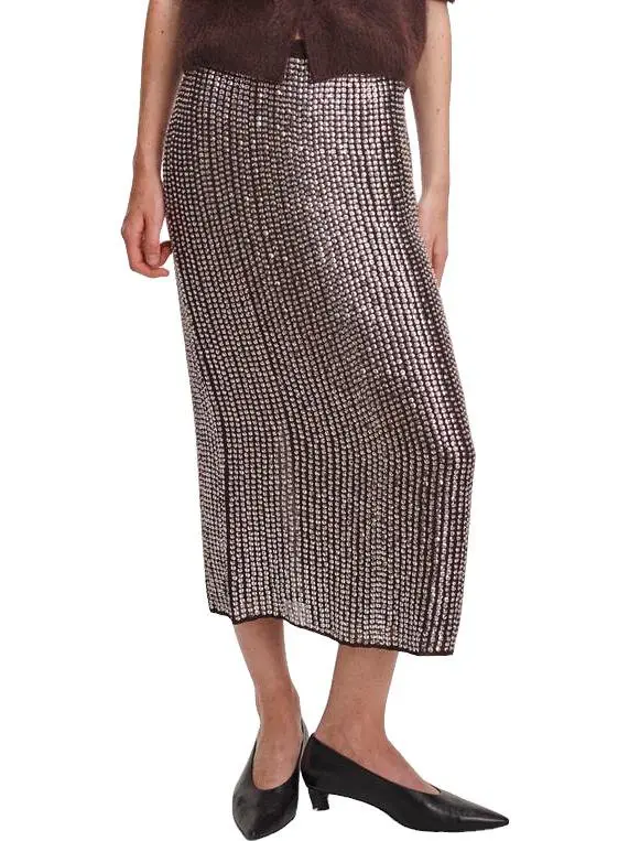 Rag & Bone Lili Beaded Georgette Midi Skirt - Chocolate
