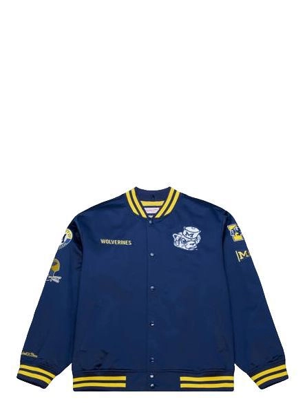 Mitchell & Ness Michigan Wolverines Double Clutch Lightweight Satin Full-snap Jacket - Navy