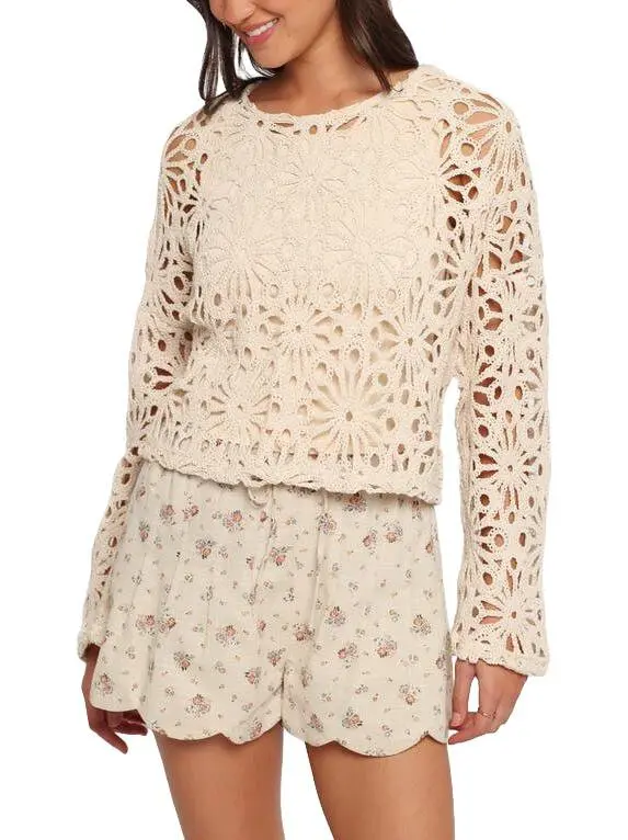 PETAL & PUP Rowley Crochet Cotton Top - Natural