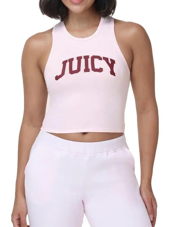 Juicy Couture High Neck Cropped Tank Top With Logo Graphic - Soft Glow
